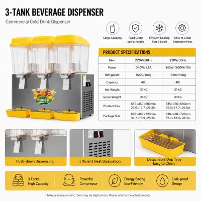 China Commercial Buffet Juice Dispenser Stainless Steel Countertop Cold Beverage Dispenser For Hotel for sale