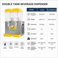 China Commercial Beverage Dispenser Machine 2 in 1 Hot and Cold, 16L x 2 Dual Tank Electric Juice Drink Dispenser, Stainless Steel Air Cooling Heating Machine for Tea Coffee Lemonade for sale