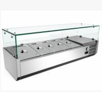 China Commercial Countertop Refrigerated Display Cabinet , Air-Cooled Glass Door Merchandiser for Desserts, Pizza, Salad, Beverage Fresh Keeping for sale