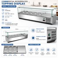China Commercial Countertop Refrigerated Display Cabinet , Air-Cooled Glass Door Merchandiser for Desserts, Pizza, Salad, Beverage Fresh Keeping for sale