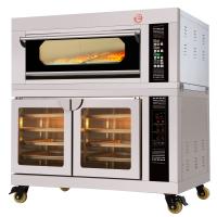 China Space-Saving Bakery Equipment: 1 Deck 2 Tray Oven + 8 Pan Dough Proofing Machine for sale
