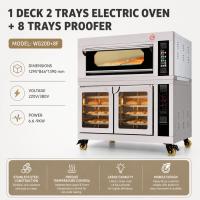 China Space-Saving Bakery Equipment: 1 Deck 2 Tray Oven + 8 Pan Dough Proofing Machine for sale