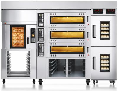 China New Generation 3-in-1 Commercial Baking Combo: 3-Layer 6-Tray Steam Oven with 5–10 Tray Convection Oven and 36-Tray Proofer for sale