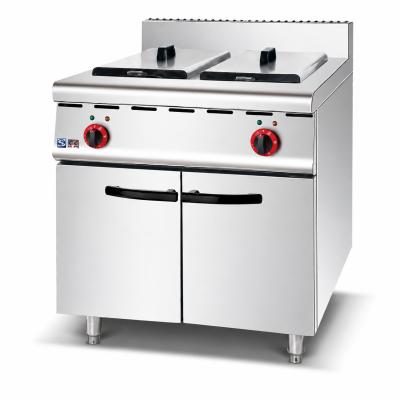 China Commercial Twin Tank Twin Basket Electric Fryer With Cabinet Base  Model SZ-TC-2E 380V 24KW Heavy-Duty Floor Fryer for sale