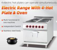 China 800mm Commercial 4-Hot Plate Electric Range with Oven – 20.8KW Heavy-Duty Stainless Steel Cooking Range for sale