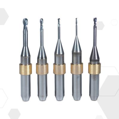 China CNC Titanium Axis Dental Burs Tungsten Steel Multi Flute Helical Groove Diamond Burs for sale