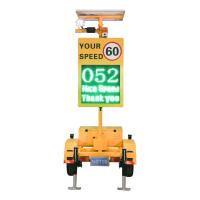China Solar Trailer LPR Radar Speed Limit Sign with 24.150GHz Frequency and 2.7M Mobile Cart - Stores 20,000 Records for sale