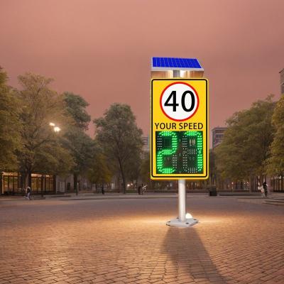 China Solar LED Radar Speed Sign with 200M Detection Range and 60W Solar Panel for Traffic Management for sale