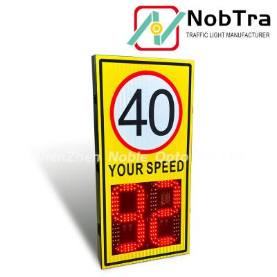 China 2-Digit Solar Radar Speed Display Sign 250km/h Detection Range IP54 Weatherproof with 60W Solar Panel for sale