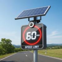 China LED Display Type Radar Feedback Sign Solar Speed Limit 1 to 99kmh Weatherproof IP 54 Traffic Speed Monitoring Device for Enhanced Road Safety for sale