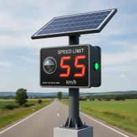 China Solar 12V Or AC 220V Powder-coated Steel Good Visibility Traffic Speed Limit Display Two Digit Radar Speed Sign Traffic Detector for sale