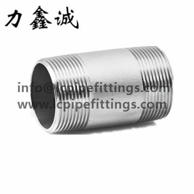 China SS316L Stainless Steel Barrel Nipple Pipe Fittings 150LB Pressure Rating NPT/BSPT Double Threaded for sale