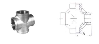 China Stainless Steel Cross Four Way Pipe Fitting NPT Female Thread 1/2 to 2 Inch for sale