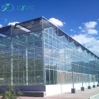 China Steel Structure Drip Irrigation Glass Greenhouse for Plants Roofing Shape a Type Roof for sale