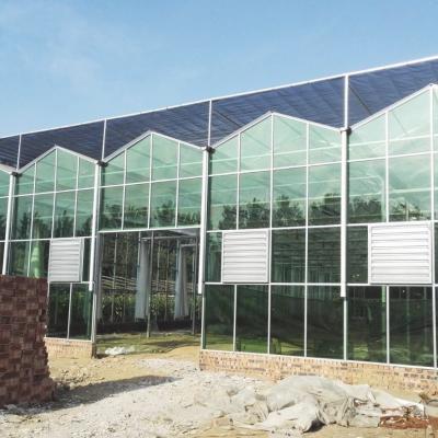 China Multi-Span Hollow Roof Glass Greenhouse for Flower Growing US 20/Square Meter Samples for sale