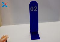 China Blue Acrylic Sign Holders / Acrylic Table Number Holders For Restaurant for sale