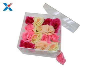China Transparent  Acrylic Flower Box 16 Holes With Lid For Roses Flowers for sale