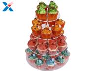 China Round Crystal Acrylic Cupcake Stand , Three Tier Acrylic Wedding Cake Display Stand for sale
