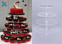 China Round Crystal Acrylic Cupcake Stand , Three Tier Acrylic Wedding Cake Display Stand for sale