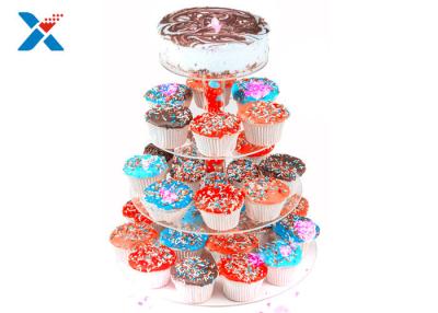 China Round Crystal Acrylic Cupcake Stand , Three Tier Acrylic Wedding Cake Display Stand for sale