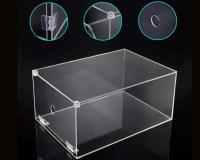 China Shoe Box Packing Clear Acrylic Display Case With Magnets Lid Sneaker for sale