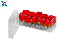 China Rectangle  Acrylic Flower Box 12 24 36 Holes Rose Flower Box With Lid Durable for sale