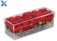 China Rectangle  Acrylic Flower Box 12 24 36 Holes Rose Flower Box With Lid Durable for sale