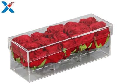 China Rectangle  Acrylic Flower Box 12 24 36 Holes Rose Flower Box With Lid Durable for sale