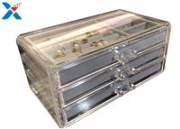 China Clear Acrylic Makeup Organiser , Acrylic Jewelry Display Box With Velvet for sale