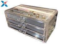 China Clear Acrylic Makeup Organiser , Acrylic Jewelry Display Box With Velvet for sale
