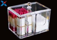 China Transparent Square Acrylic Box , Acrylic Cotton Box Lipstick Display Stand for sale