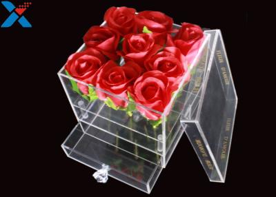 China Transparent Acrylic Flower Box 15 * 15 * 15cm / 20 * 20 * 20cm / 25 * 25 * 25cm for sale