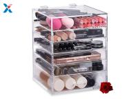 China 6 Tier Acrylic Cosmetic Makeup Organizer , Clear Cube Makeup Organizer With 5 Drawers for sale