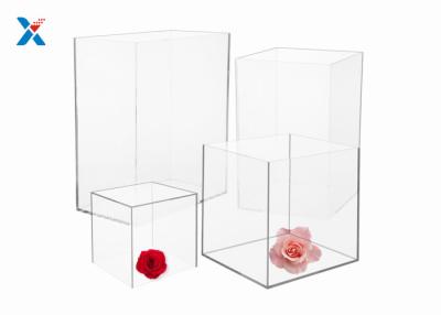 China Square Acrylic Packaging Box 4 / 12 Inch 5 Sided Clear Acrylic Gift Boxes for sale