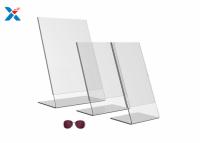 China Slant Back Acrylic Sign Holders Break Resistant Clear Custom Acrylic Menu Stand for sale
