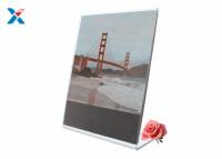 China Slant Back Acrylic Sign Holders Break Resistant Clear Custom Acrylic Menu Stand for sale