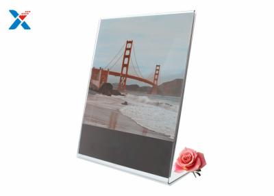 China Slant Back Acrylic Sign Holders Break Resistant Clear Custom Acrylic Menu Stand for sale
