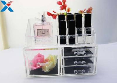 China Rectangle Acrylic Makeup Drawer Organizer / Acrylic Cosmetic Organiser ROHS Approved for sale