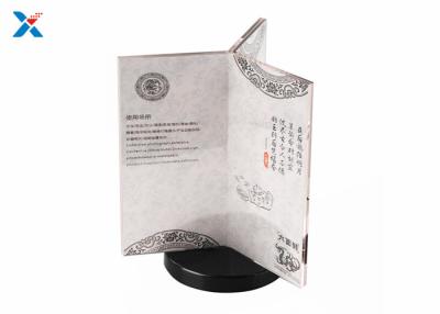 China Six Sided Rotatable Acrylic Sign Holders Leaflet Display Stand With Round Base for sale