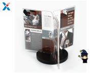 China Six Sided Rotatable Acrylic Sign Holders Leaflet Display Stand With Round Base for sale