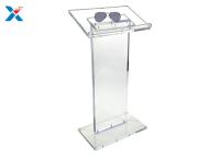 China Clear Church Acrylic Display Stands Acrylic Lecterns And PodiumsHost Desk With Shelf for sale