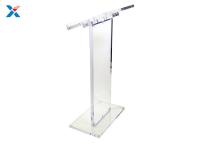 China Clear Church Acrylic Display Stands Acrylic Lecterns And PodiumsHost Desk With Shelf for sale