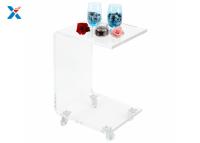 China Fashion Acrylic Modern Furniture , Acrylic C End Table With Casters / Wheels for sale