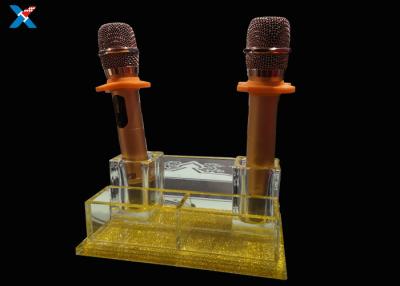 China KTV Crystal Acrylic Microphone Stand ,  Smooth Surface Clear Plastic Display Box for sale