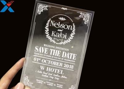 China Laser Cut Acrylic Wedding Invitation Cards / Mirror Clear Invitation Card for sale