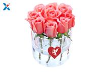 China Crystal Clear Round Acrylic Flower Box 9 Holes For Rose Display Durable for sale