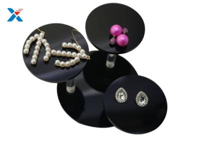 China Black Acrylic Jewelry Organizer Necklace Bracelet Earring Display With Round Tray for sale