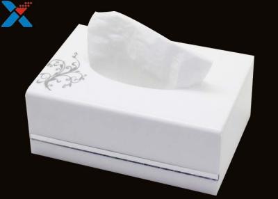 China White Custom Acrylic Boxes , Acrylic Tissue Box For Office / Home ROHS Certificate for sale