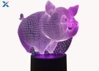 China Customized Acrylic Light Guide Panel 7 Colors Change Cartoon 3D Pig Shape LED Night Light for sale
