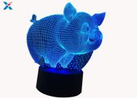 China Customized Acrylic Light Guide Panel 7 Colors Change Cartoon 3D Pig Shape LED Night Light for sale